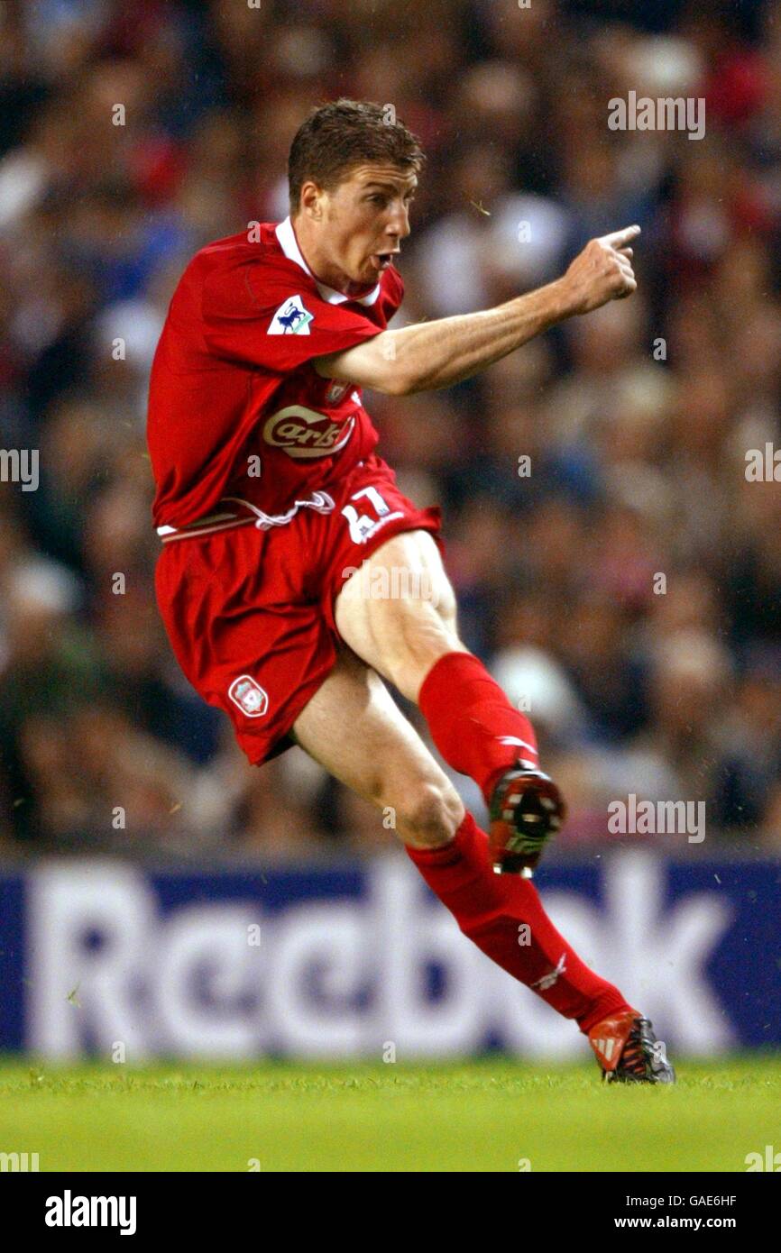 Liverpools gregory vignal takes a shot hi-res stock photography and ...