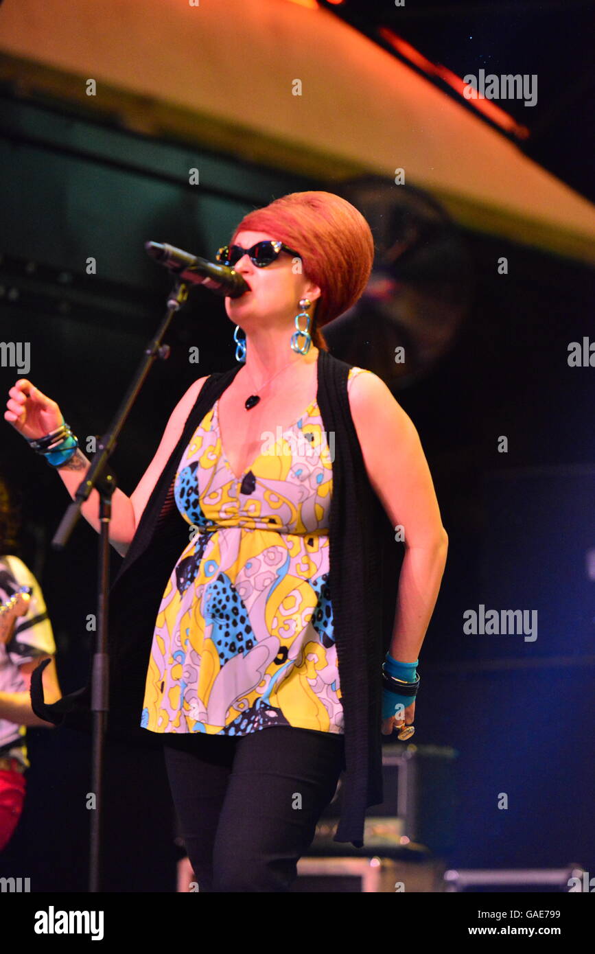 Female lead singer on stage at Fremont street in Las Vegas Stock Photo ...