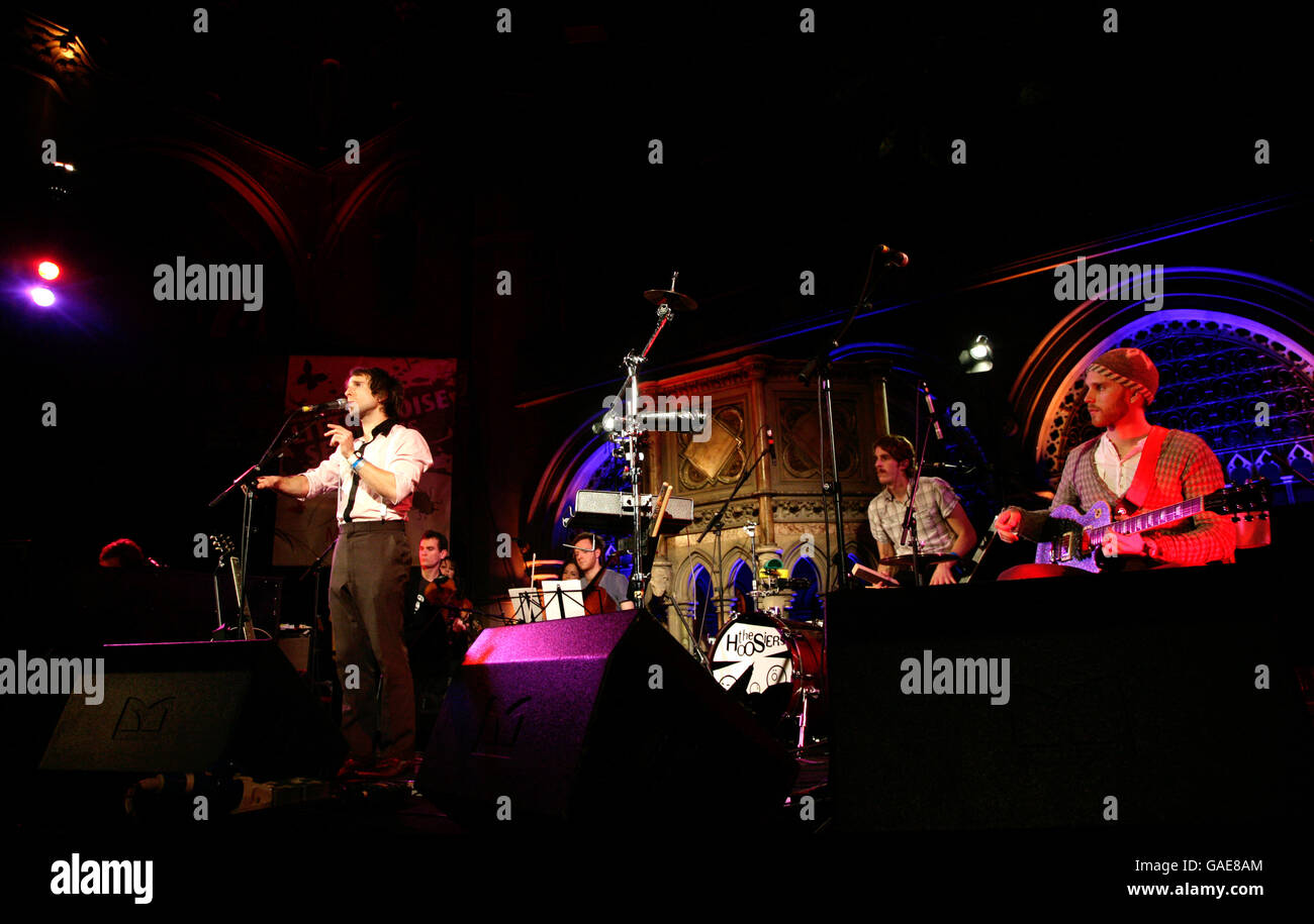 The Hoosiers performing on stage at the Union Chapel in Islington ...