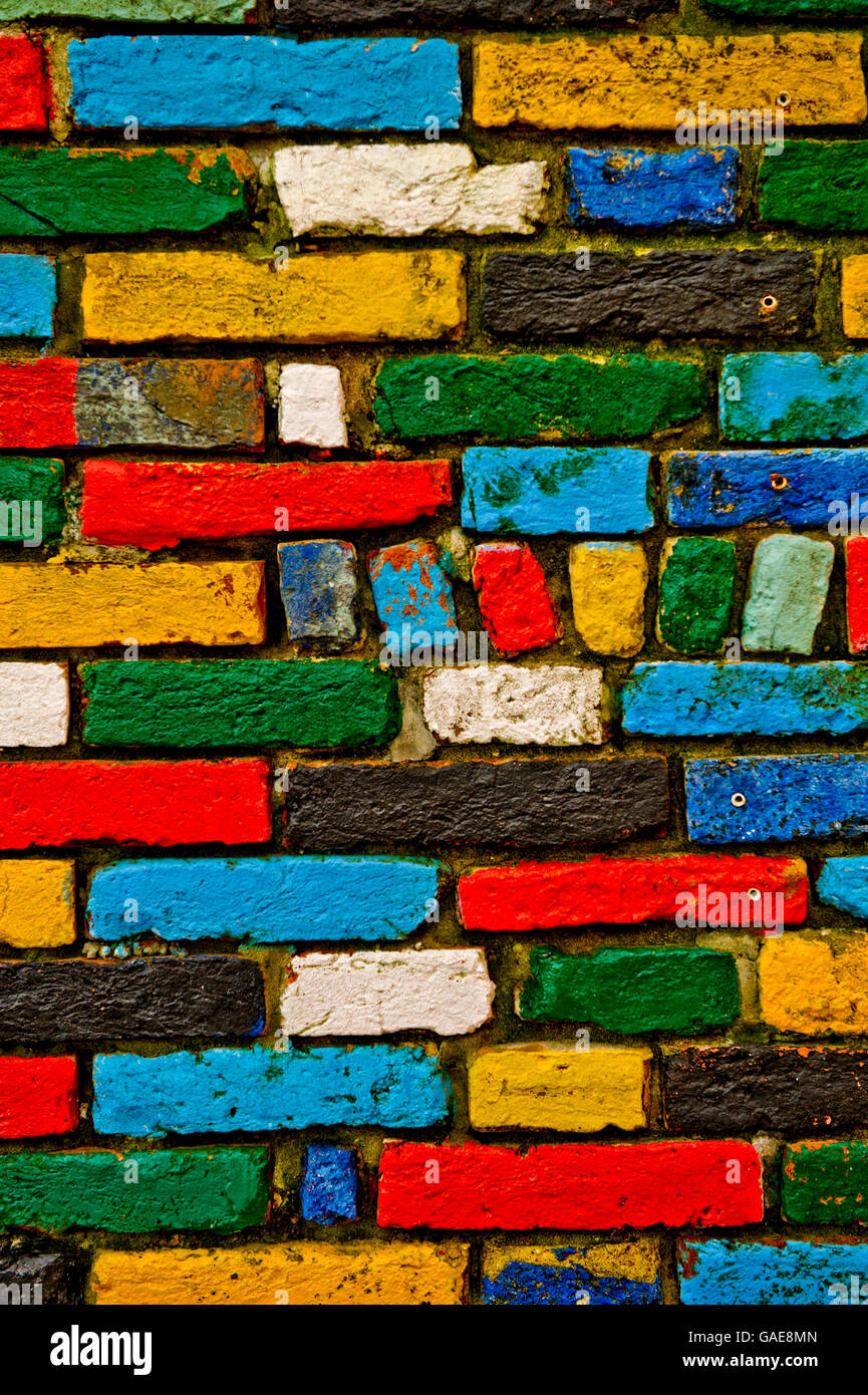 Colourful brick wall Stock Photo - Alamy