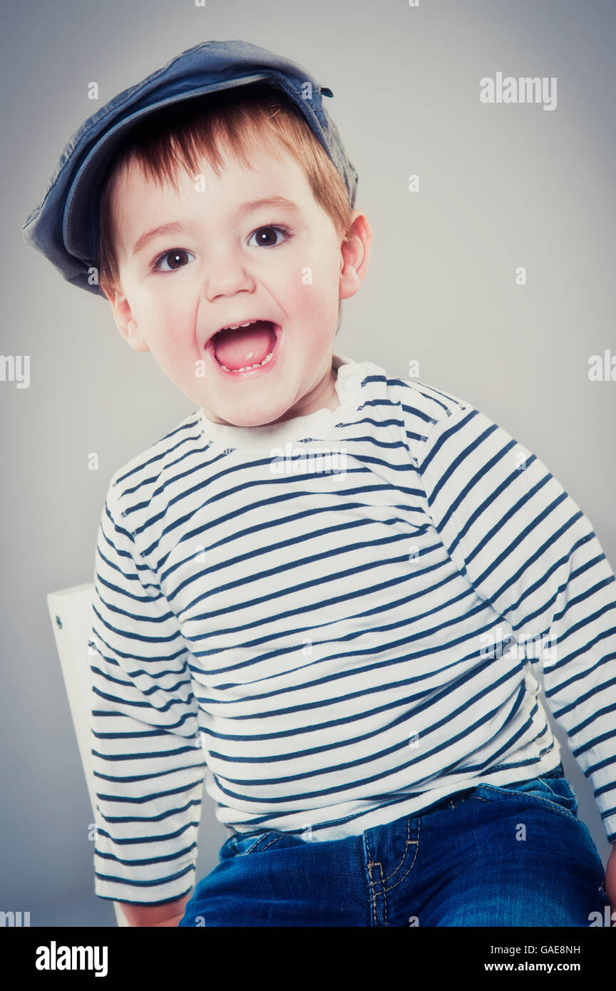 Boy, two years, wearing a cap, portrait Stock Photo - Alamy