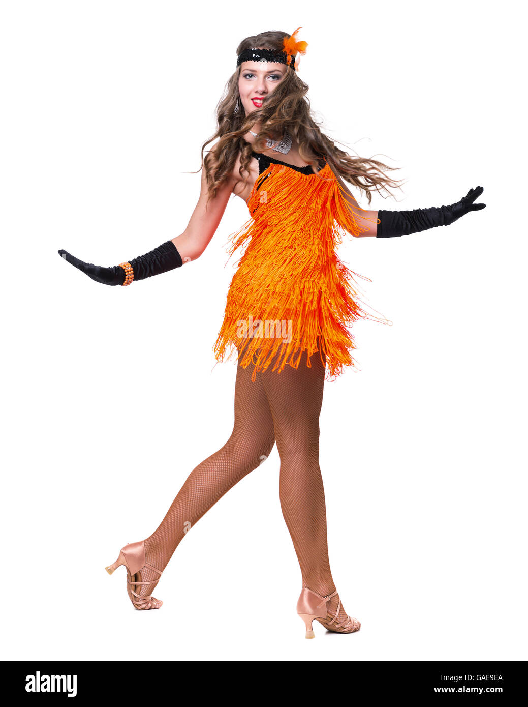 Disco dancer showing some movements against isolated white Stock Photo ...