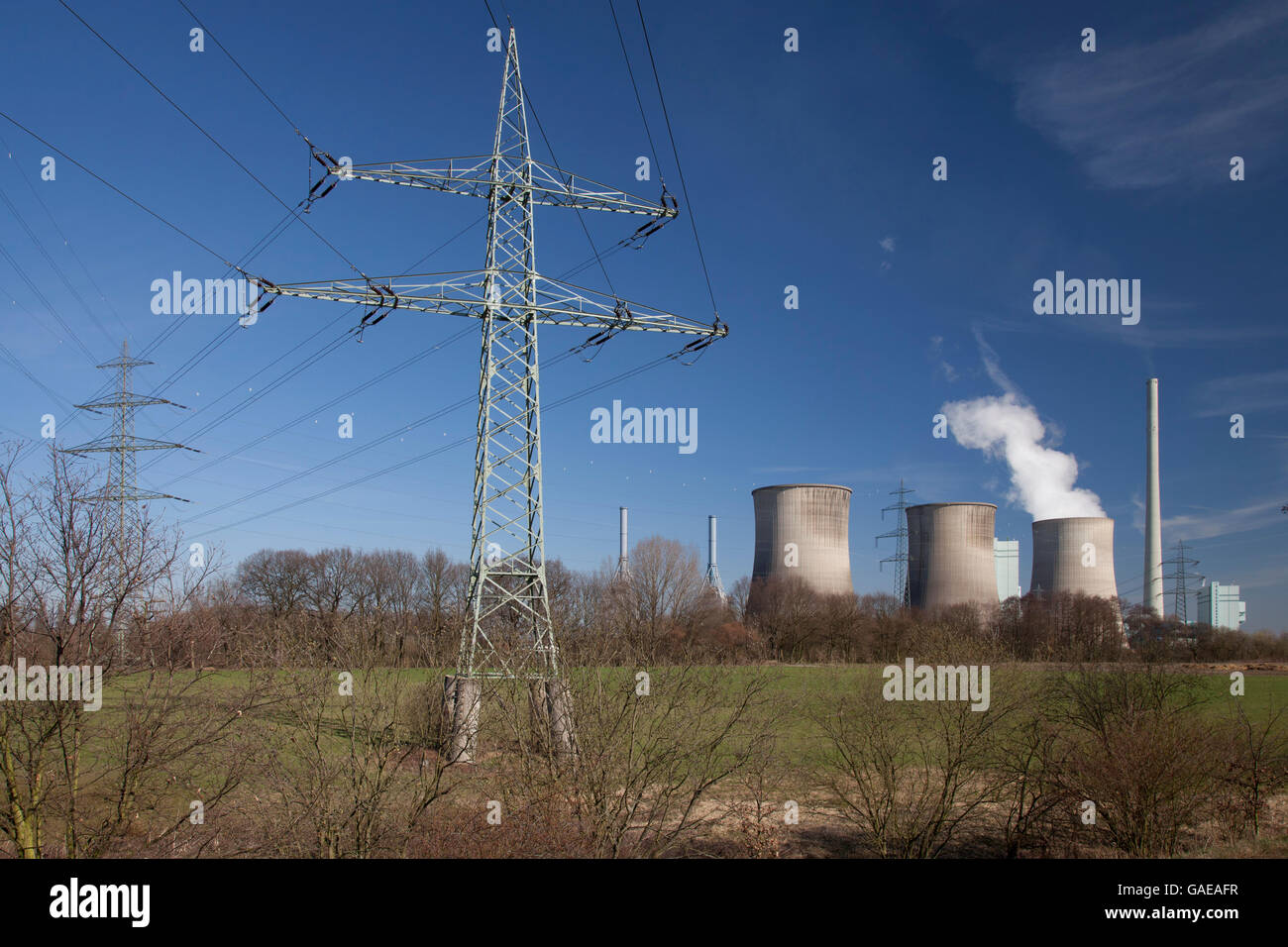 Pylons, combined cycle power plant, coal and natural gas, Gersteinwerk ...