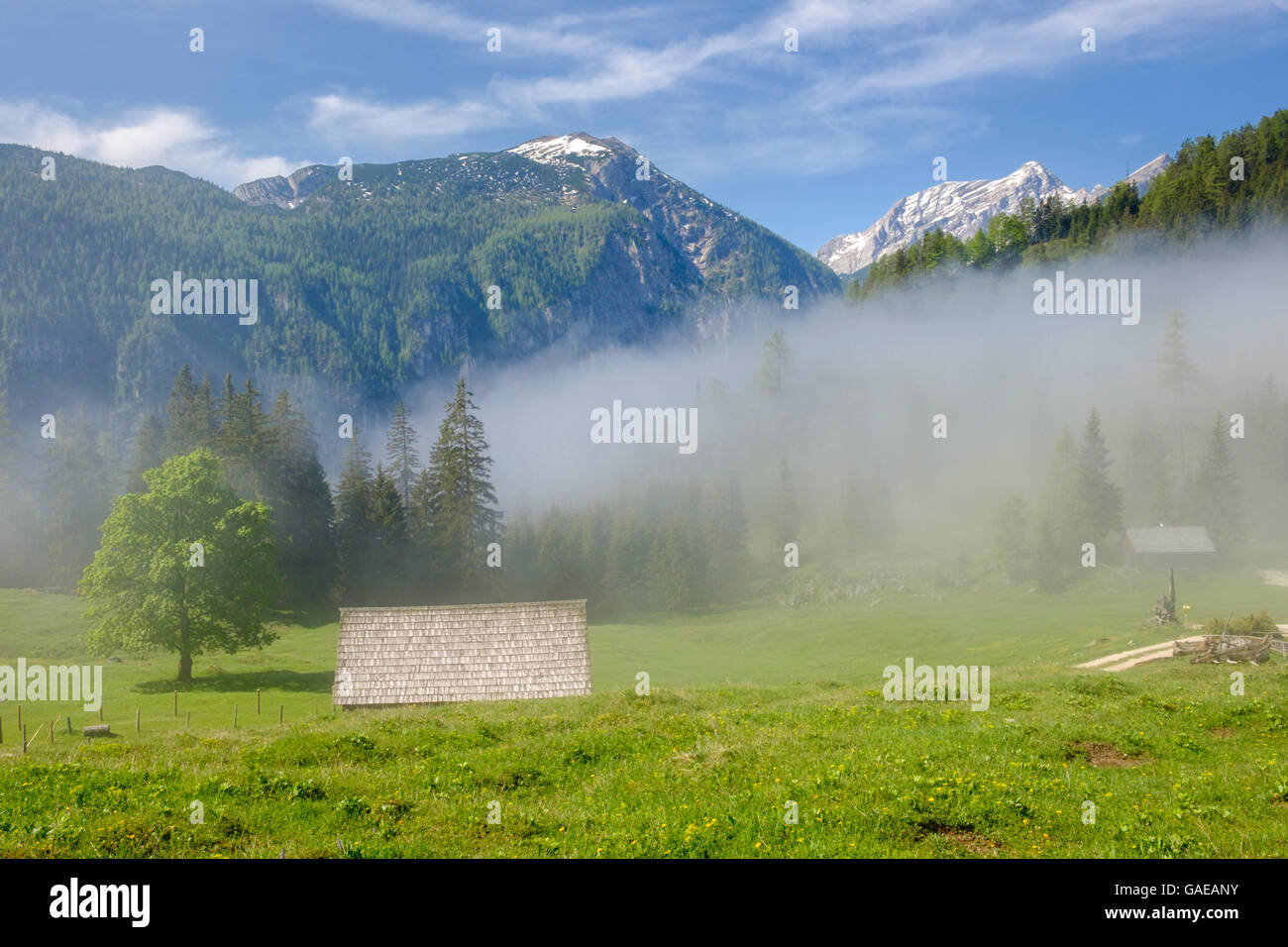 Alm with clouds, Nationalpark Gesäuse, Styria, Austria Stock Photo - Alamy
