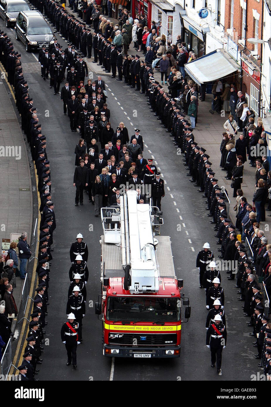 The coffin of Darren Yates-Badley, the firefighter killed in the fire ...