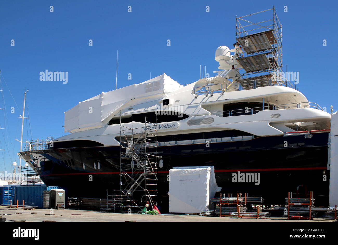Boat / yacht / superyacht restoration / refit work underway - in the ...