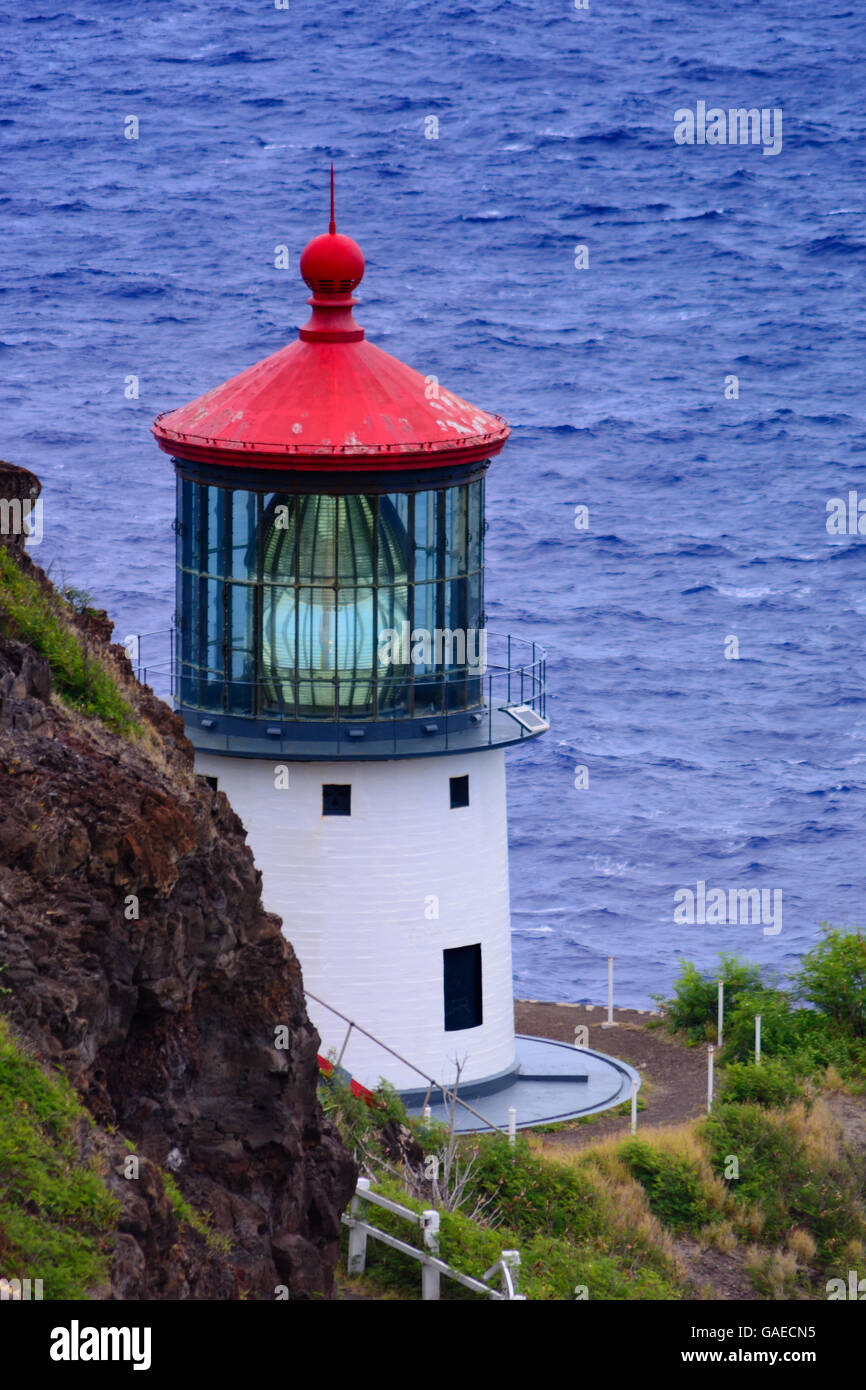 Makapu‘u Point Lighthouse overlooking the Pacific Ocean. Vertical Stock ...
