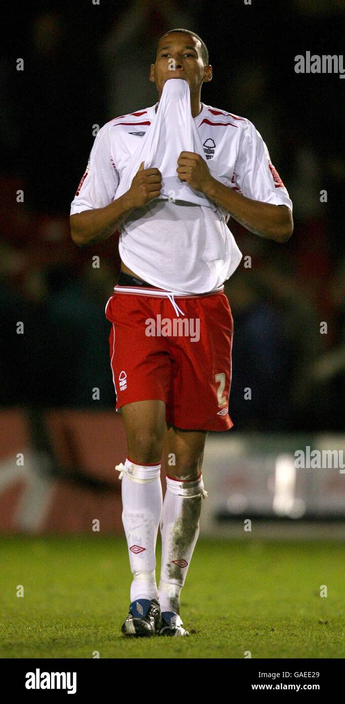 Nottingham Forest's Kelvin Wilson looks dejected at the end of the game ...