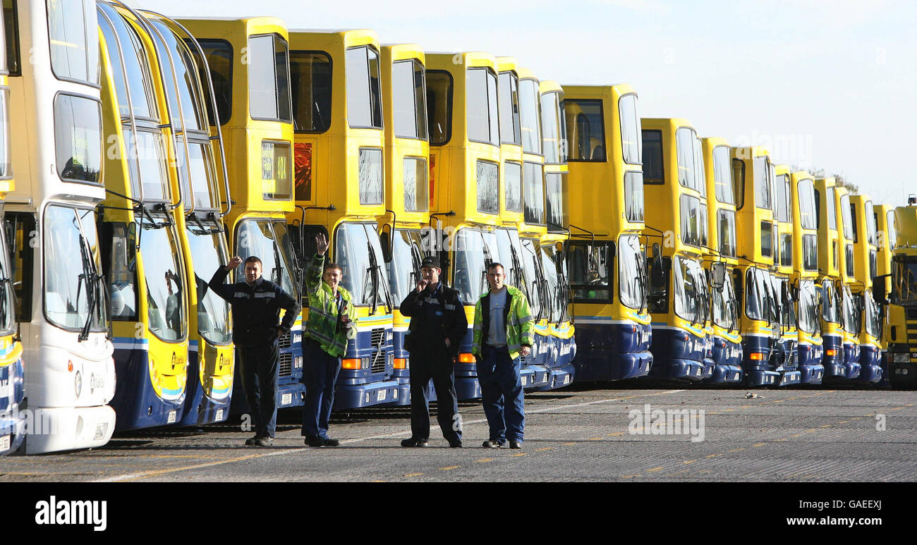Travellers face strike chaos. Dublin Bus drivers man a picket line at ...