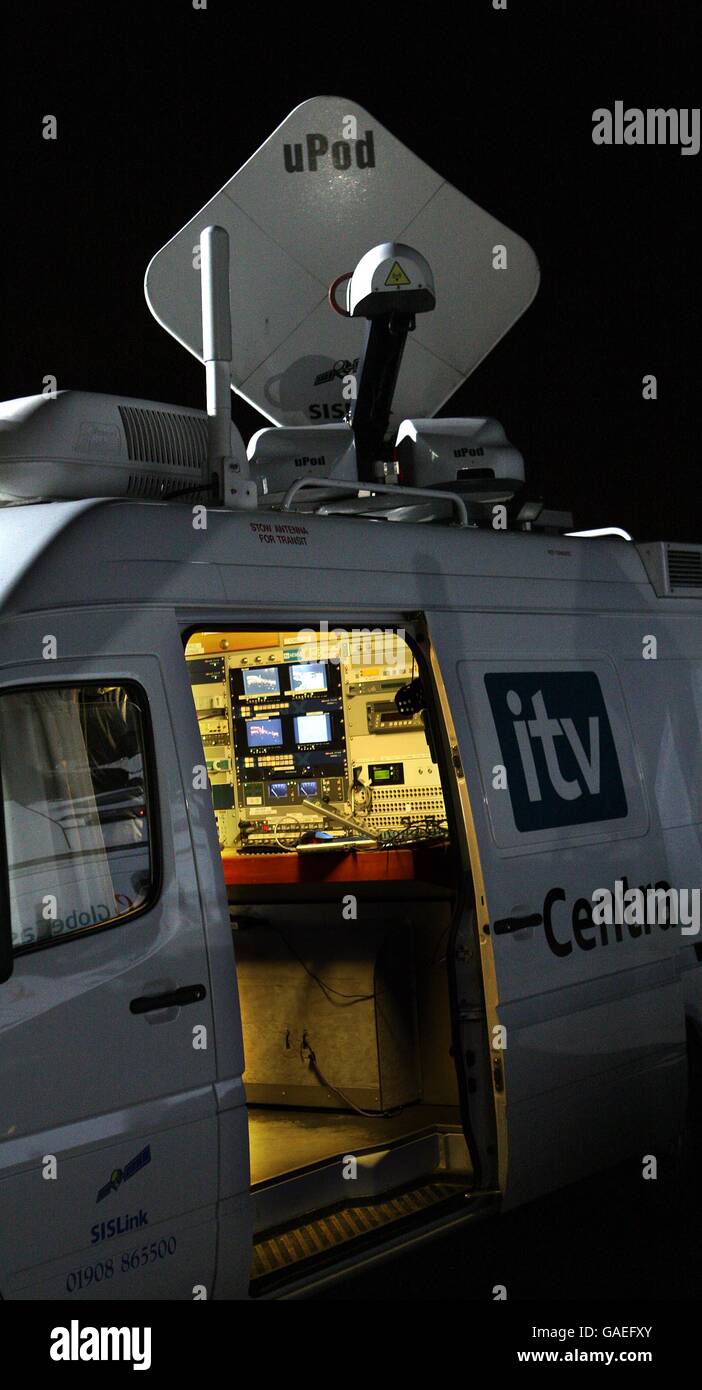 TV broadcast vehicles Stock Photo - Alamy