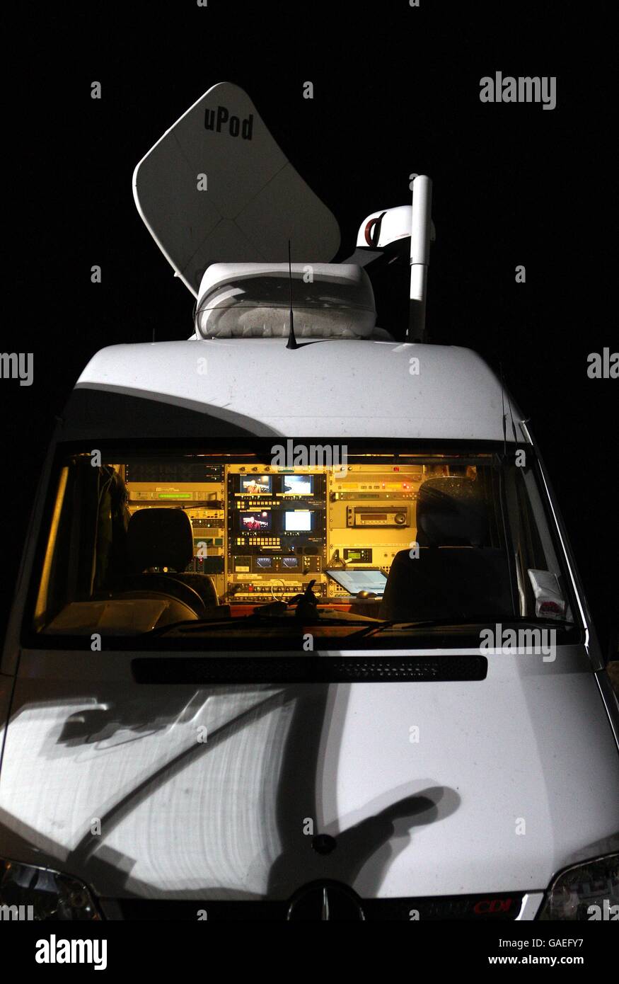 TV broadcast vehicles Stock Photo - Alamy