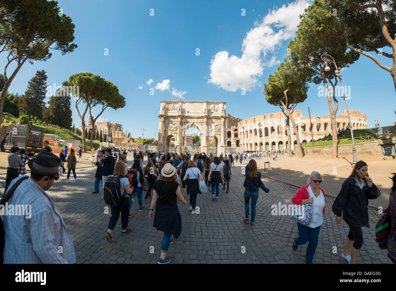 Tourists at the Colosseum Stock Photo - Alamy