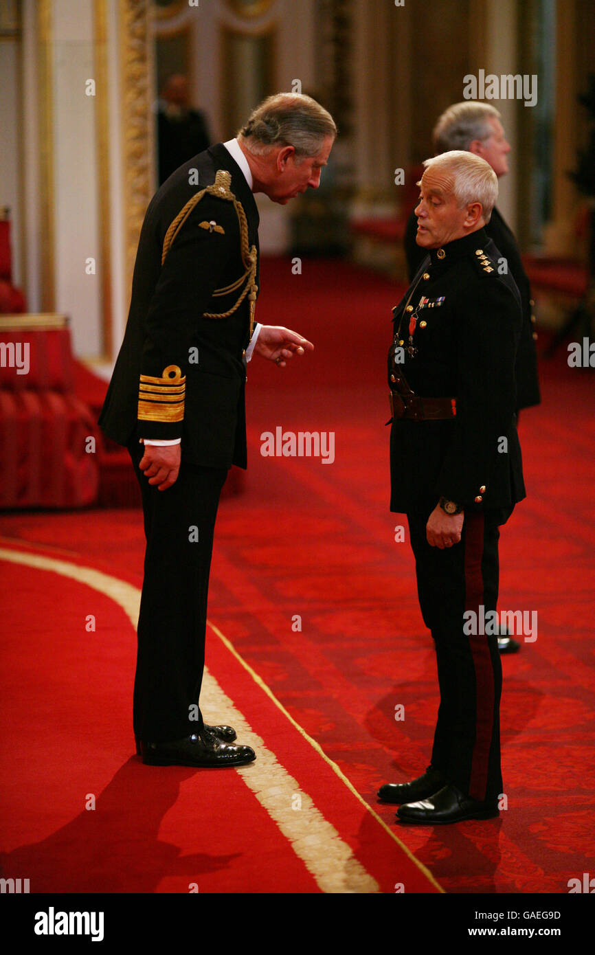 Captain Derek Earl is made an MBE by The Prince of Wales at Buckingham ...