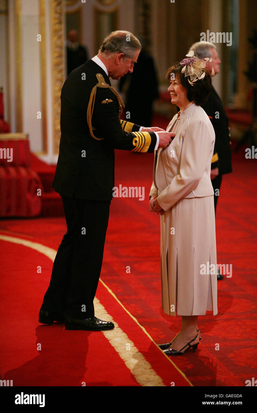 Mrs Janet Leonard from Morpeth is made an MBE by The Prince of Wales at ...