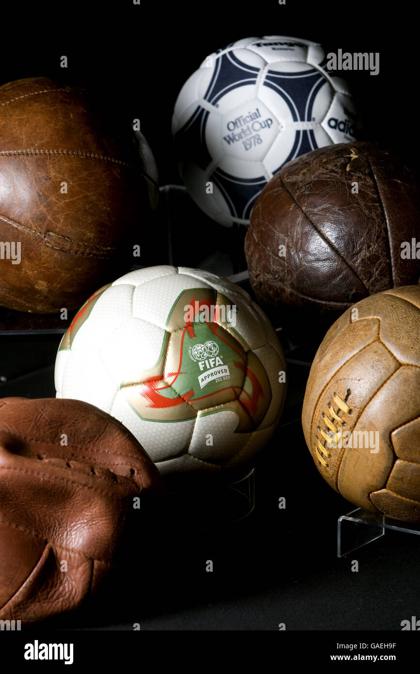 Collection of footballs from 1870 2002 at the national football museum ...