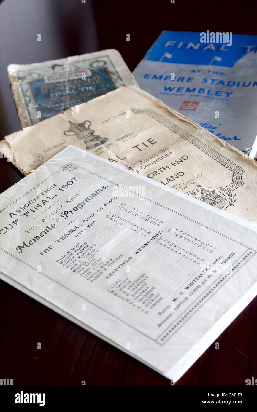 Various fa cup final programmes on show pfa headquarters hi-res stock ...