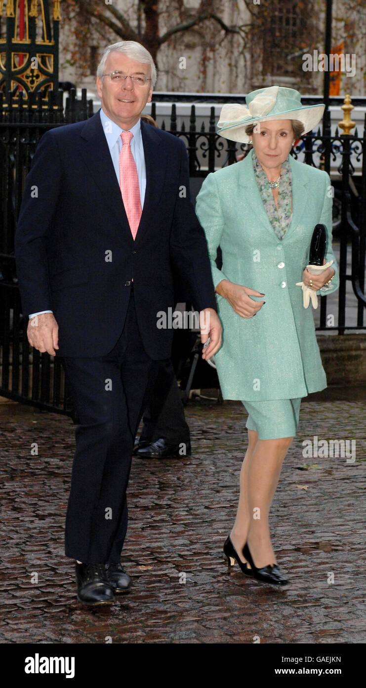 Sir John Major and Lady Major arrive at Westminster Abbey, London, for ...