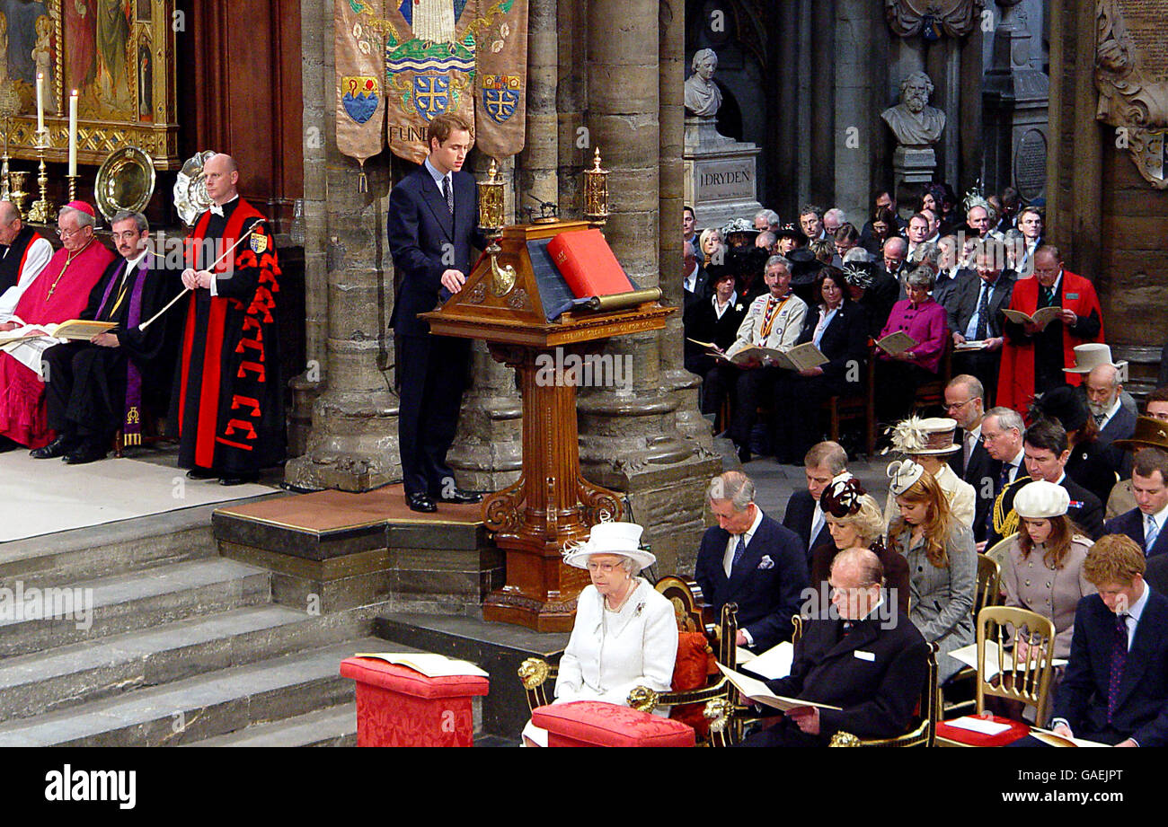 Prince William gives a religious reading during the service of ...