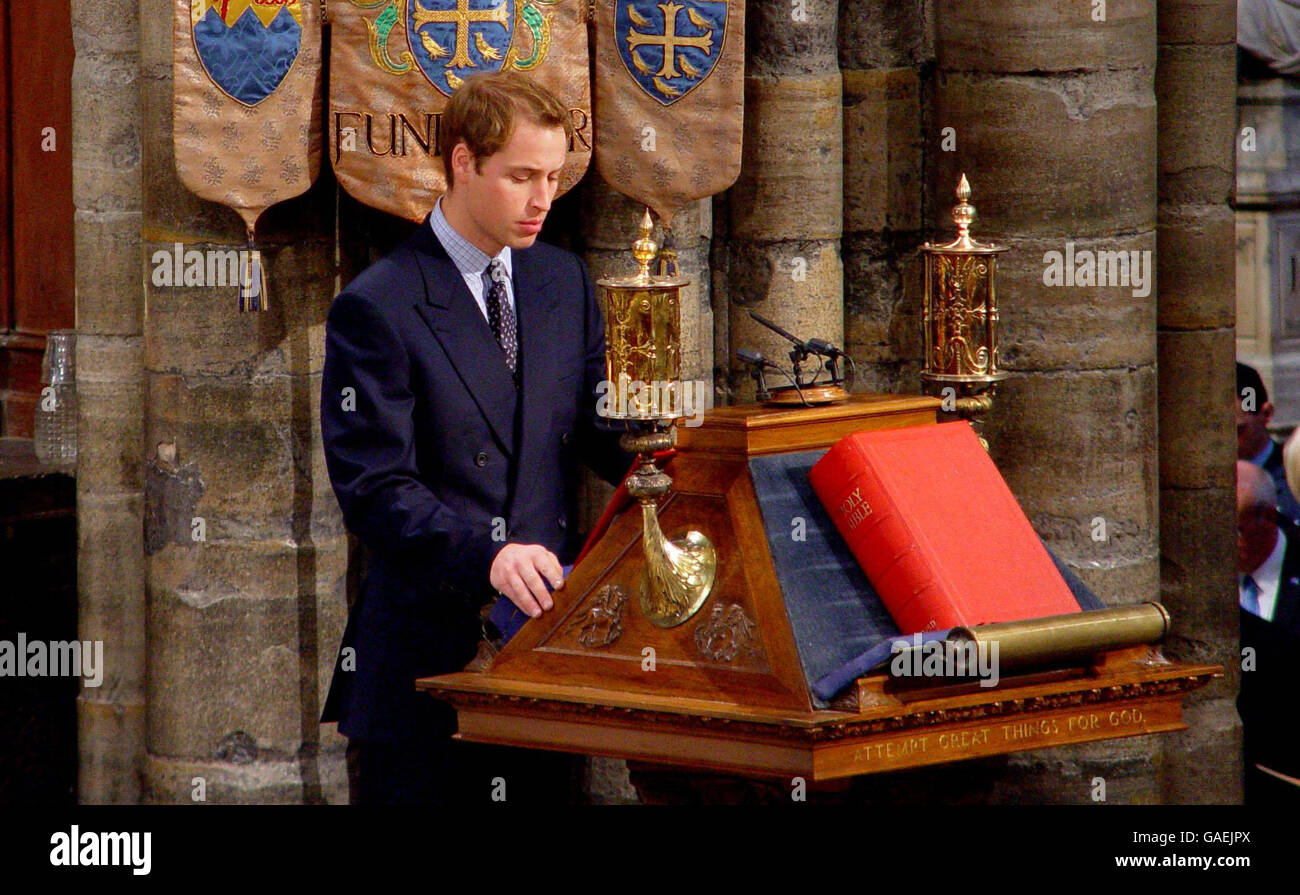 Prince William gives a religious reading during the service of ...