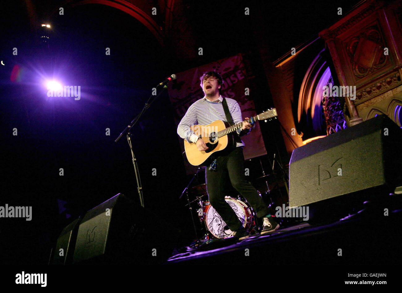 Jack penate performing on stage union chapel in islington hi-res stock ...
