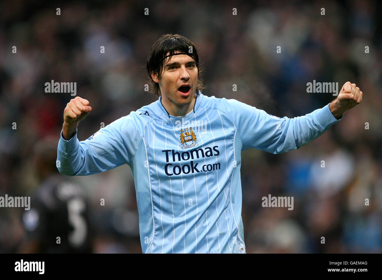 Manchester City's Vedran Corluka celebrates after the opening goal of ...