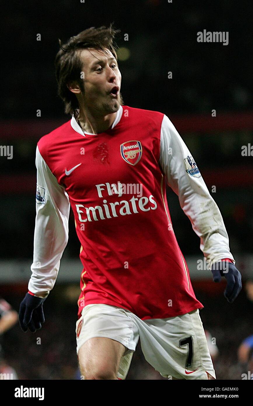 Arsenals tomas rosicky celebrates scoring their goal of the game hi-res ...