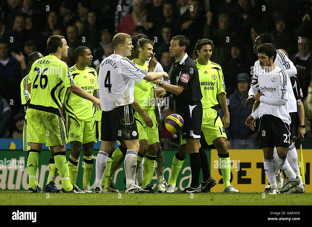 Football players argue at referee hi-res stock photography and images ...