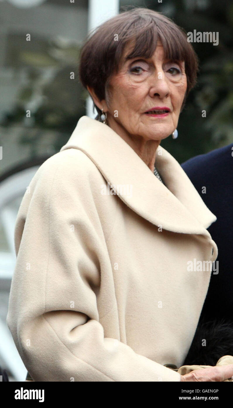 Is seen at the funeral of eastenders actress hilda braid hi-res stock ...