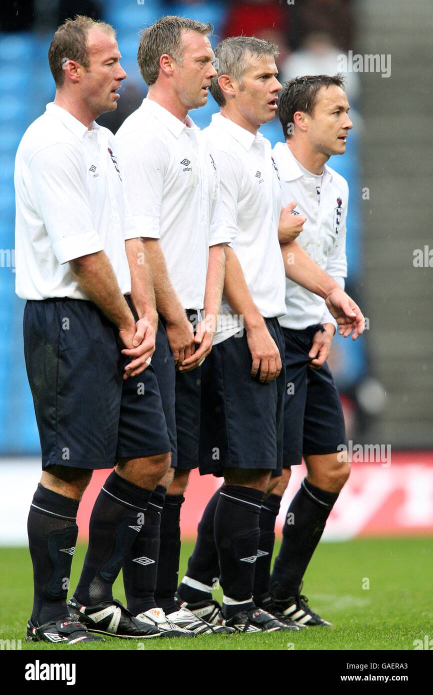 (L-R) England XI's Alan Shearer, Warren Barton, Rob Lee and Dennis Wise ...