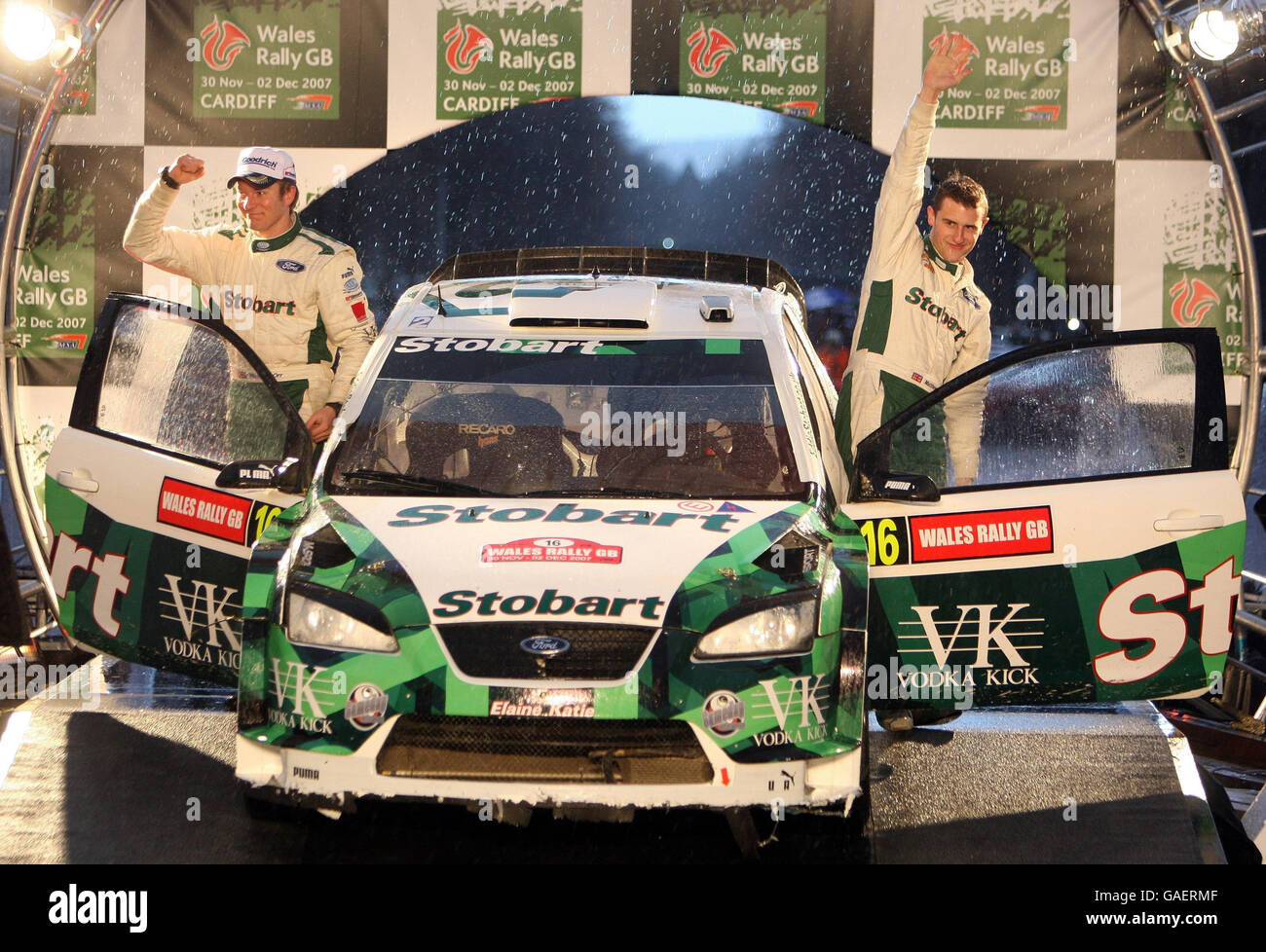 Auto rally general view gv race car wave waving wales hi-res stock ...