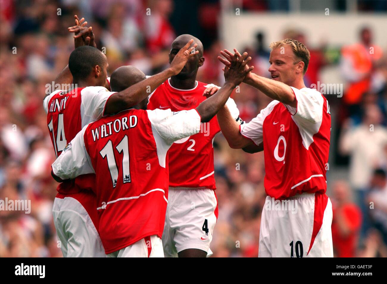 Patrick vieira and dennis bergkamp after scoring against birmingham ...