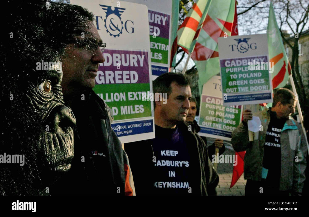 Cadbury workers from a threatened factory at Keynsham, near Bristol ...