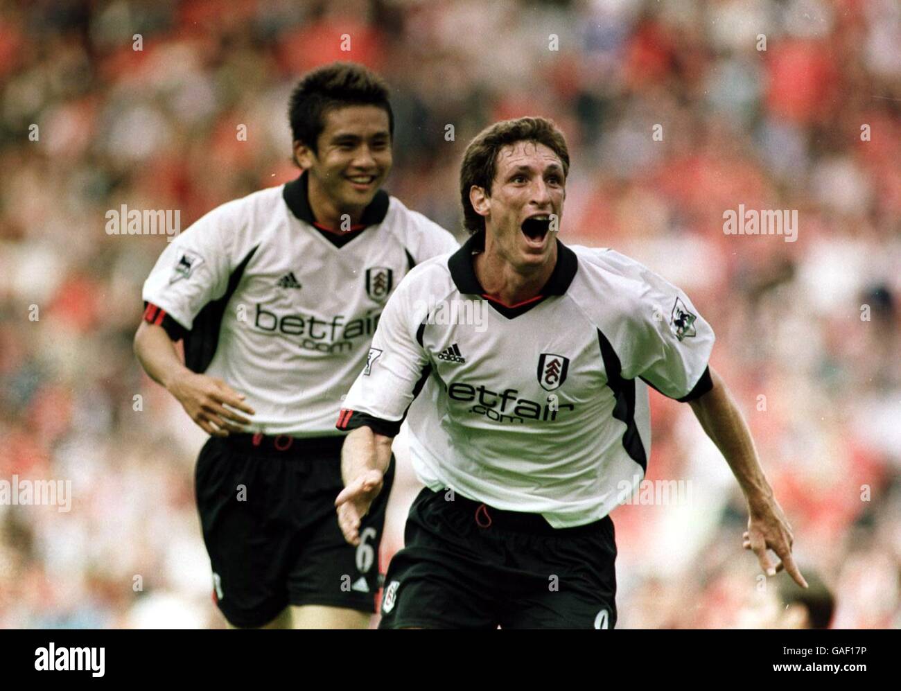 Fulhams facunda sava celebrates scoring equalising goal junichi inamoto ...