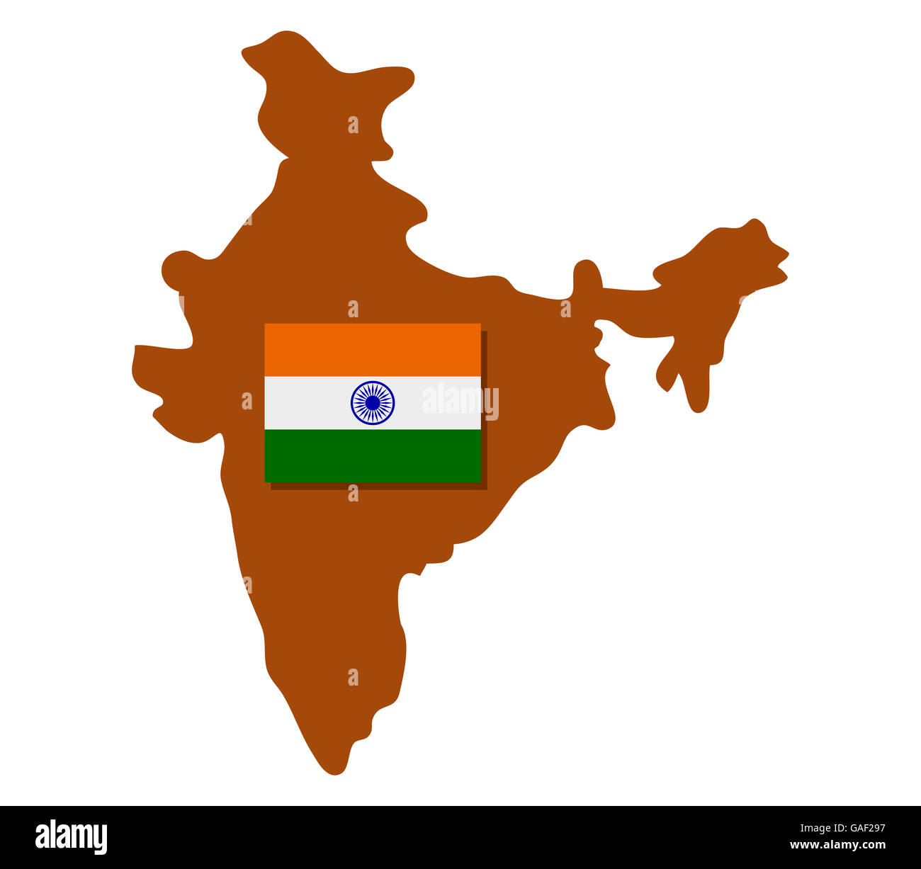 Map of India with flag Stock Photo - Alamy