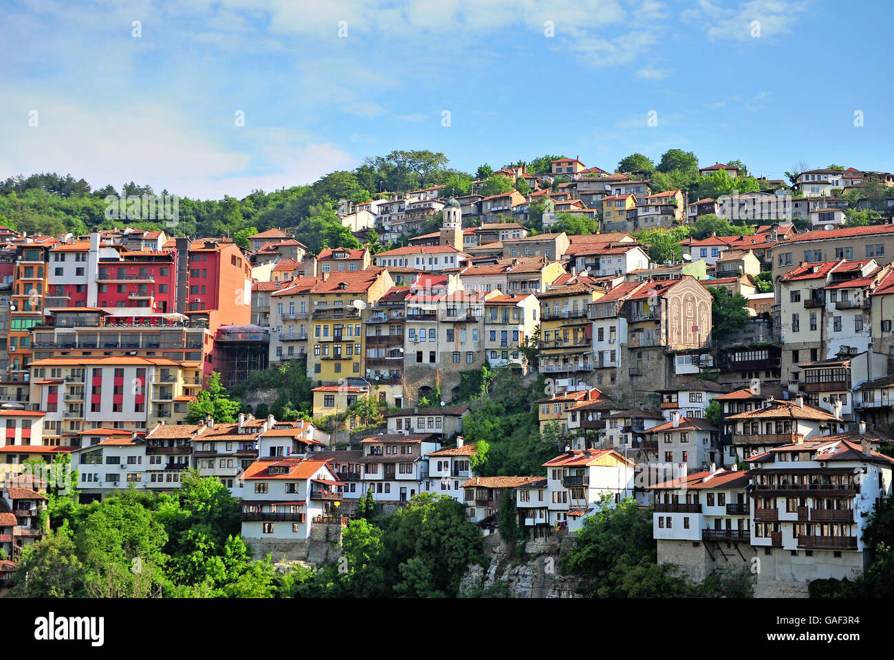 Veliko Tarnovo old town, summer view of a beautiful bulgarian site ...