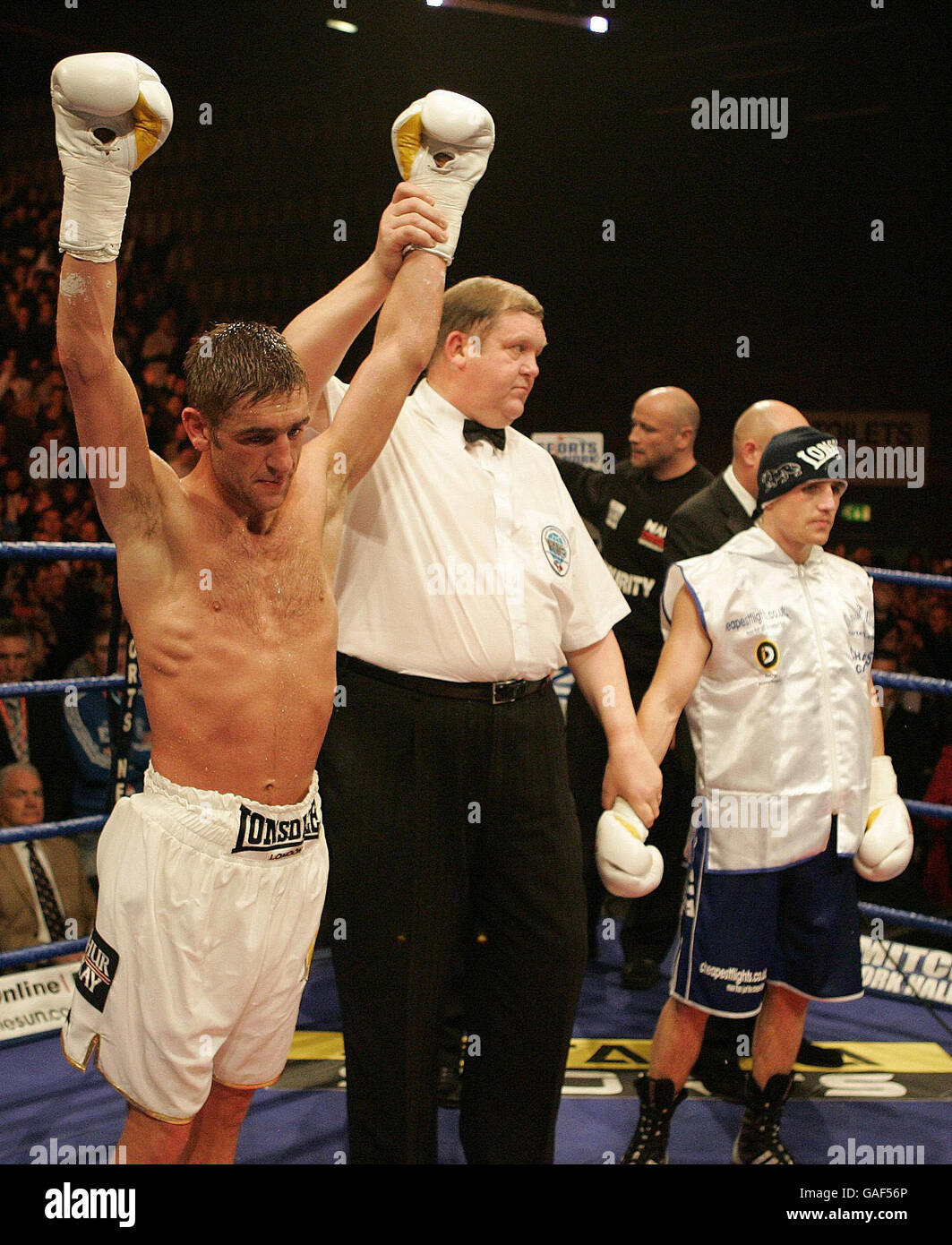 Scotland's Alex Arthur celebrates his victory over England's Steve ...