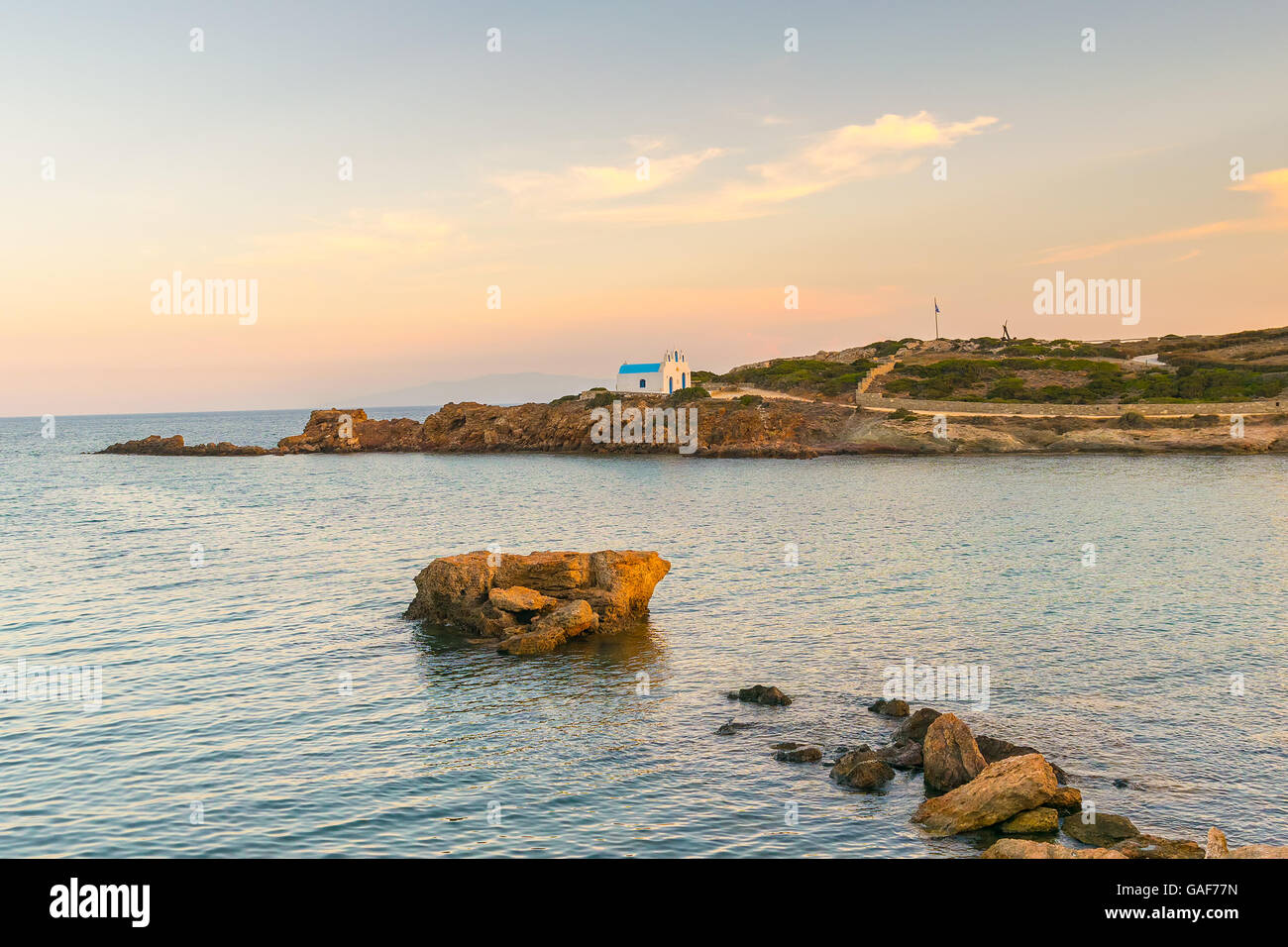 Pirgaki church in Paros island in greece landscape Stock Photo - Alamy