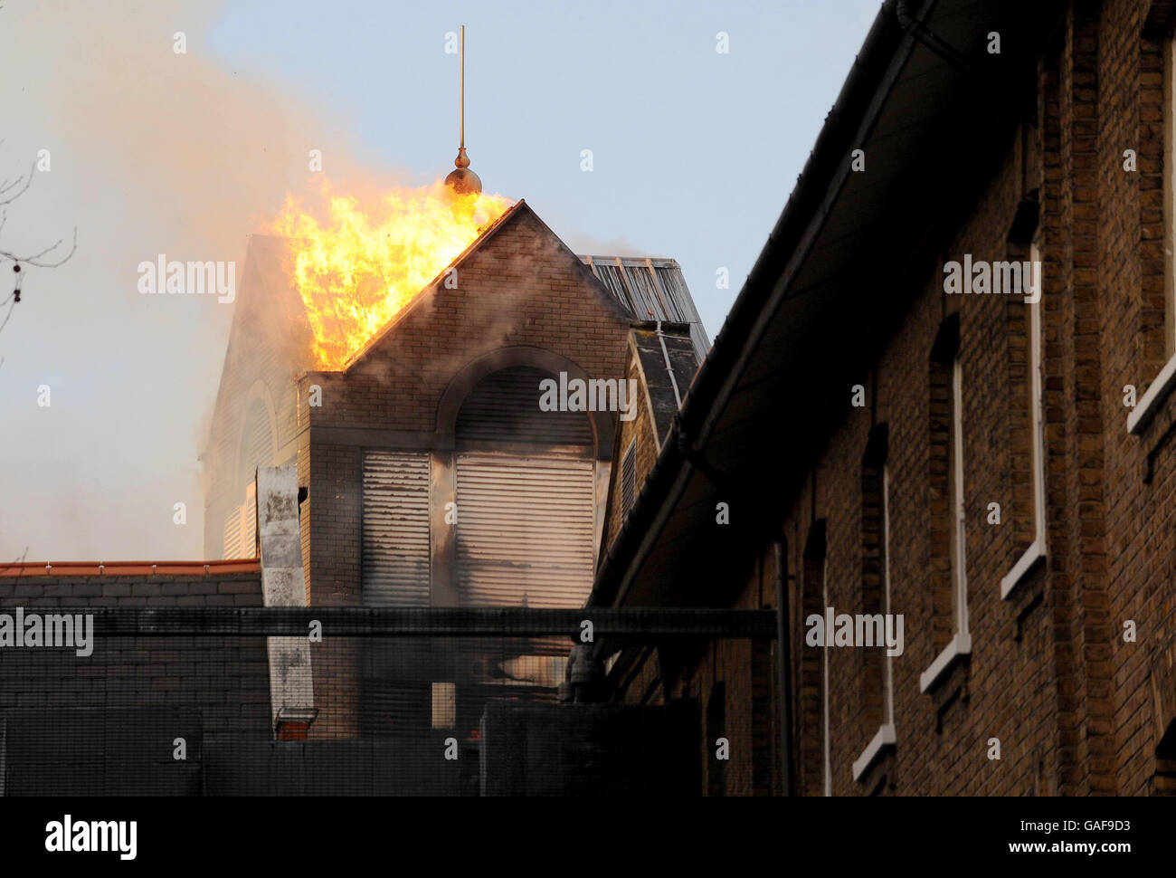 Flames on the roof of the Royal Marsden Hospital in central London as a ...