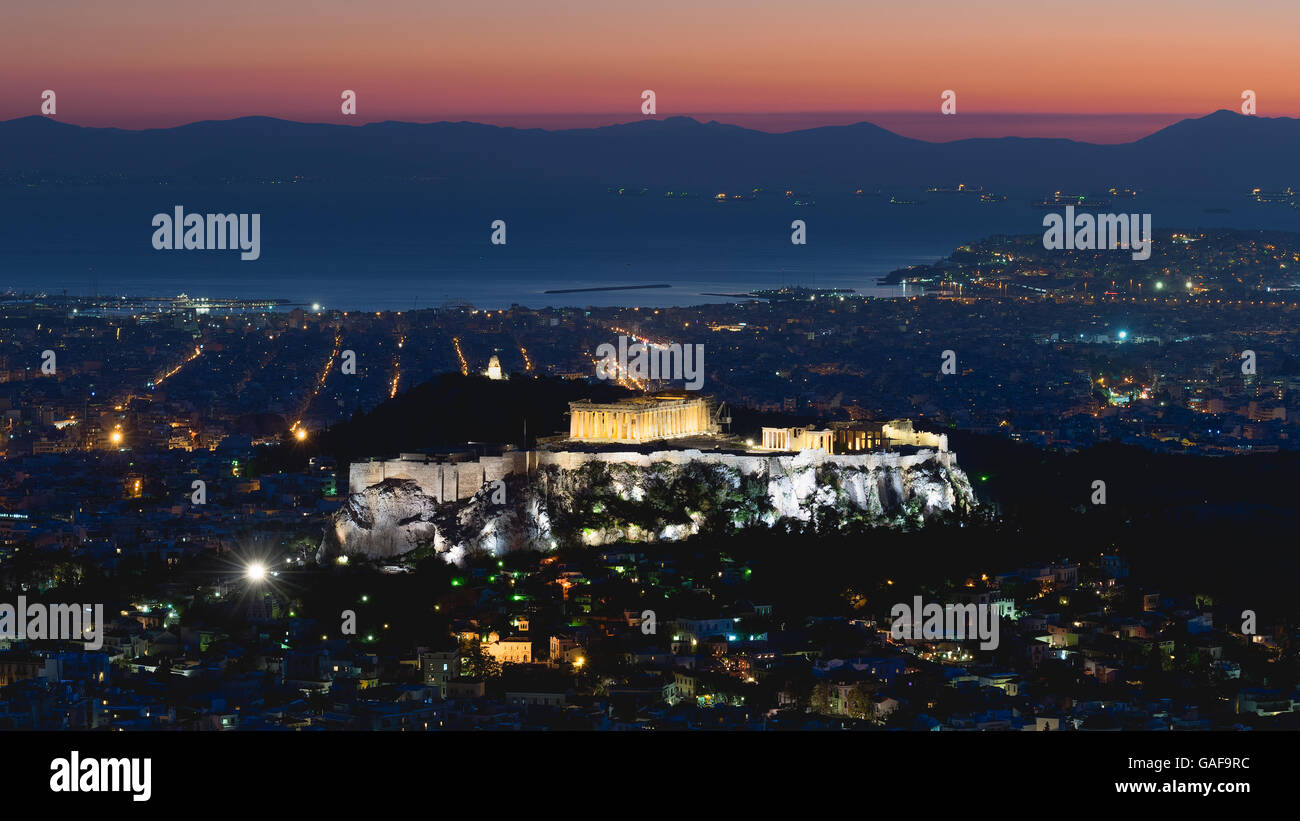 Greek landscape of Acropolis against the sunset Stock Photo - Alamy