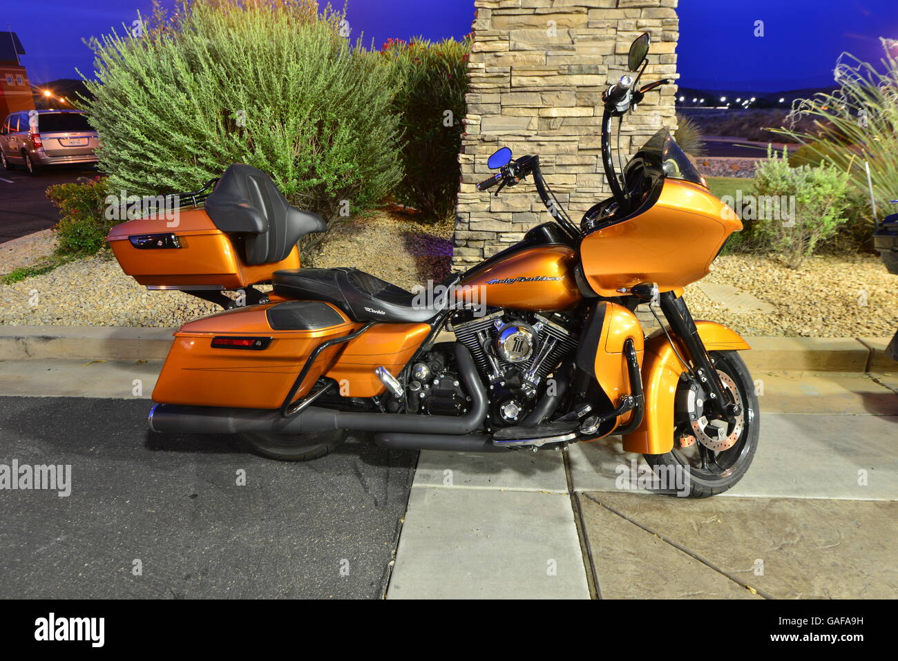Harley Davidson motorcycles in America at Night Stock Photo - Alamy