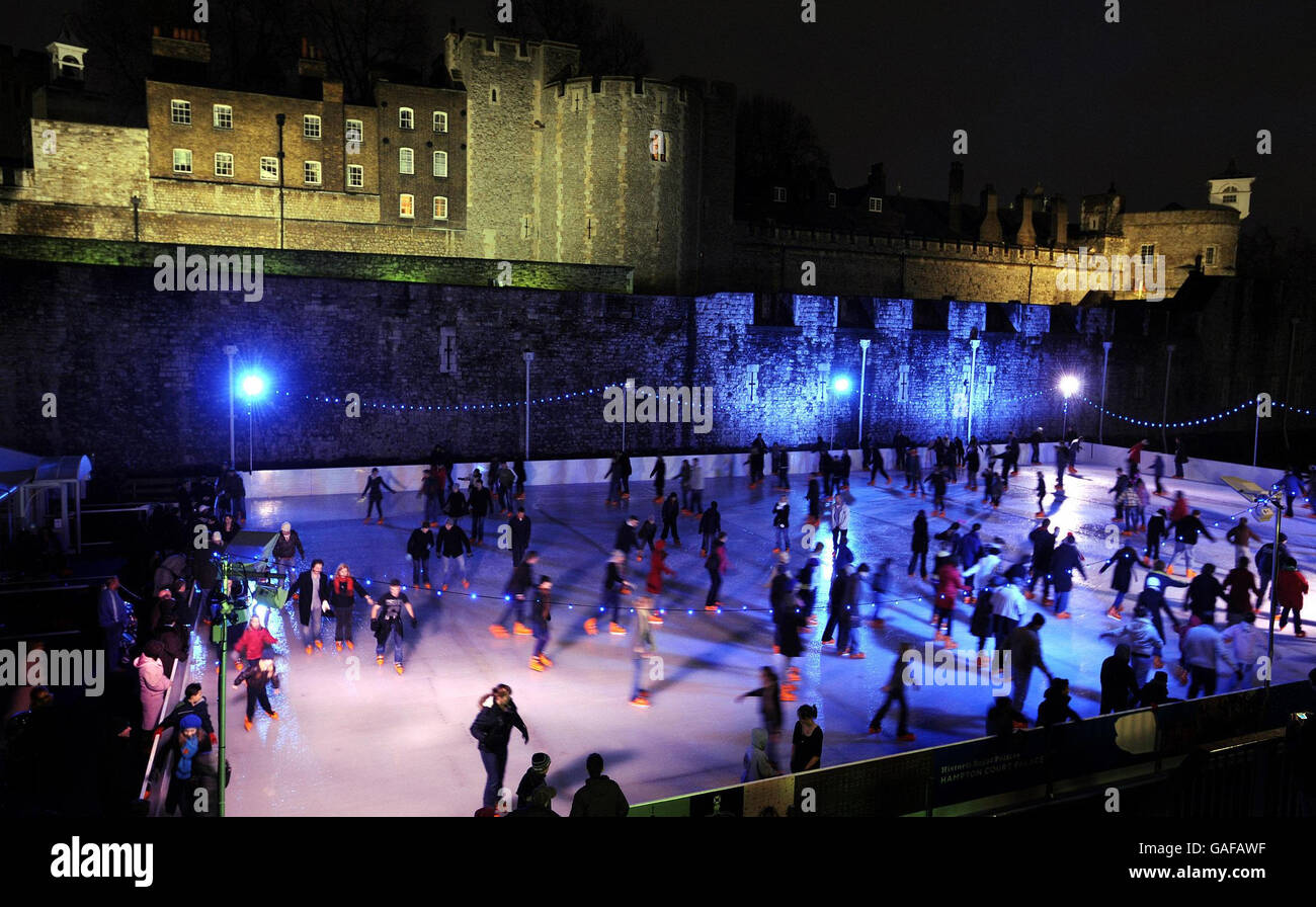 Tower of London ice rink Stock Photo - Alamy