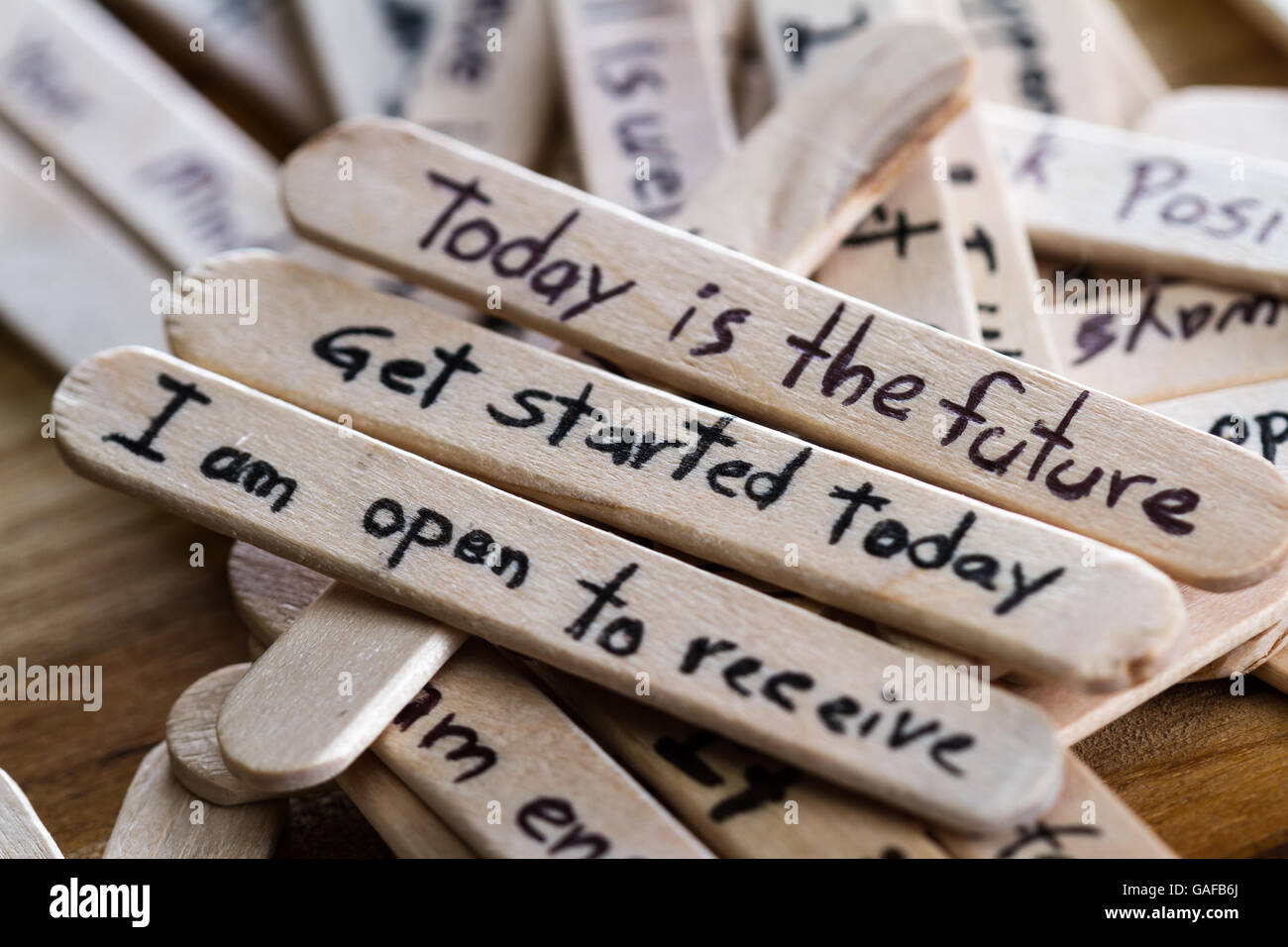 close up of a hand written message on a popsicle stick as a self esteem ...