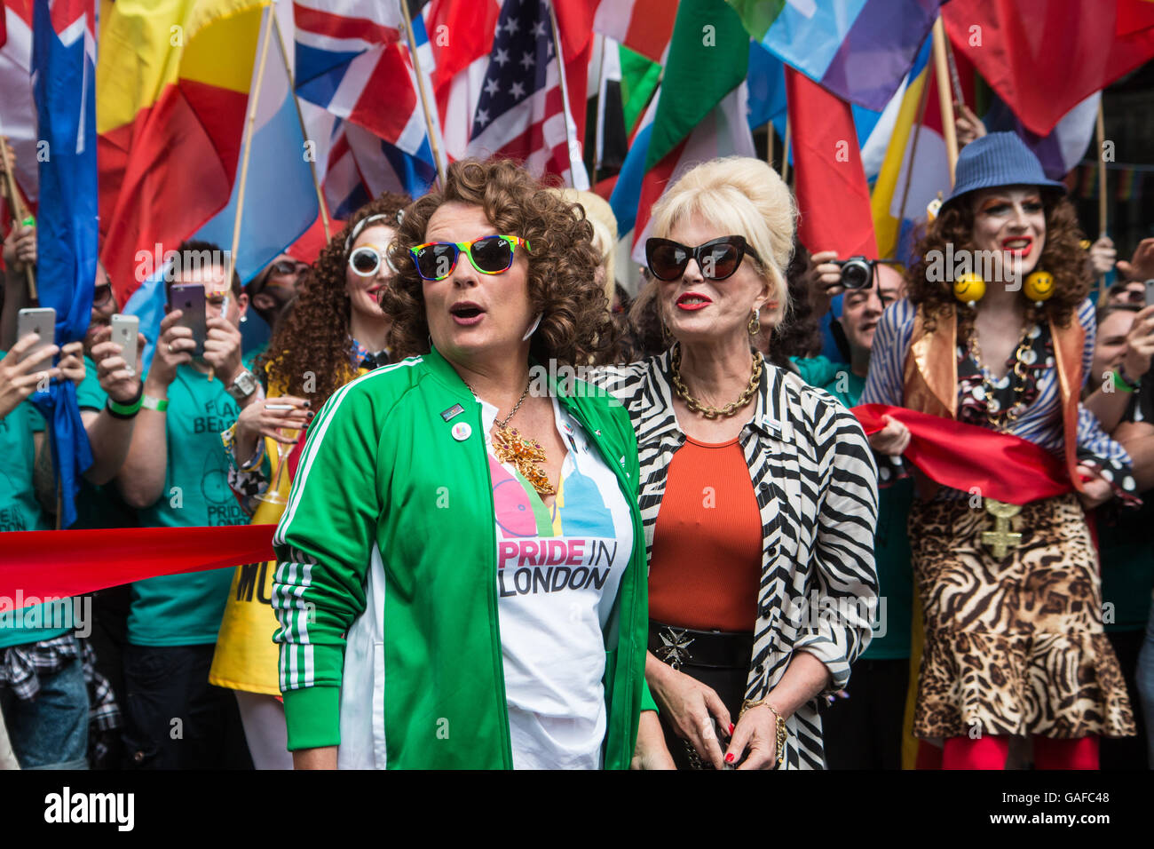 AbFab cast opening Pride in London 2016 Stock Photo - Alamy