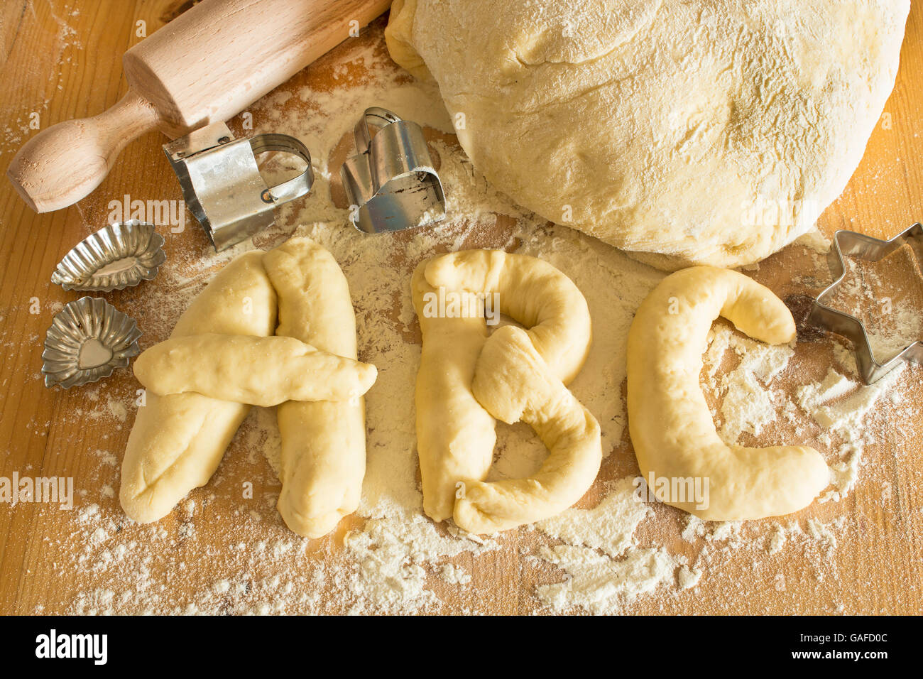 Alphabet Dough and Kneading Stock Photo - Alamy