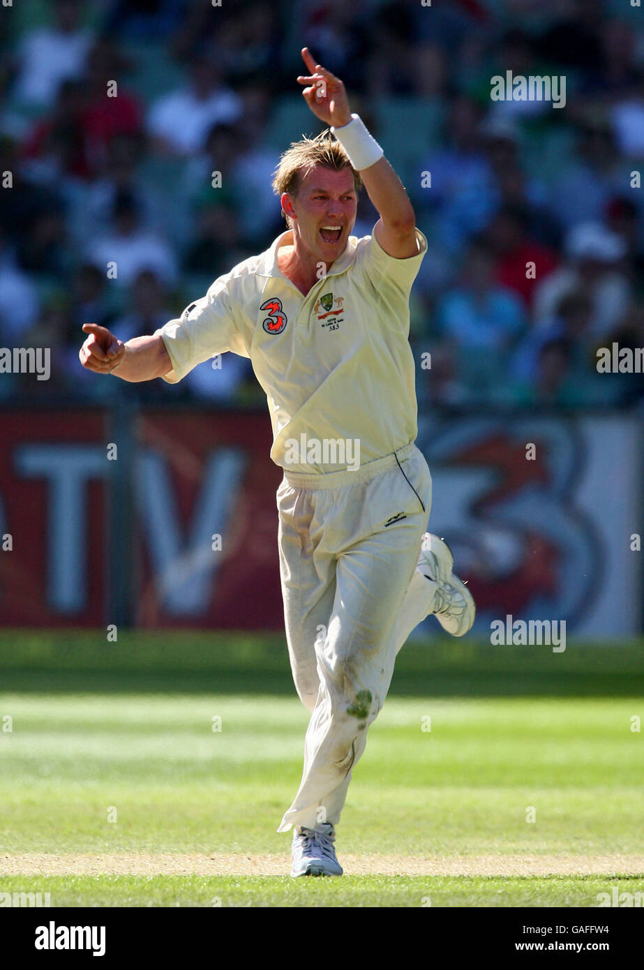 Australia's Brett Lee celebrates claiming his 250th Test wicket with ...