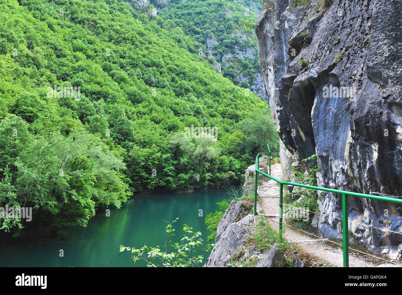 Path in the Matka lake national park, Macedonia Stock Photo - Alamy