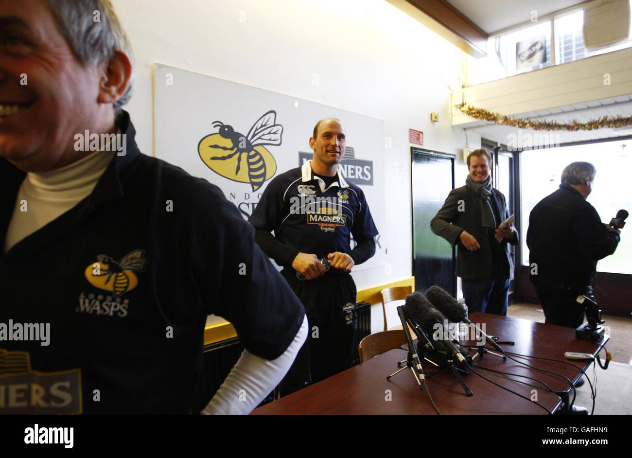 England and Wasps rugby union player Lawrence Dallaglio talks to the ...