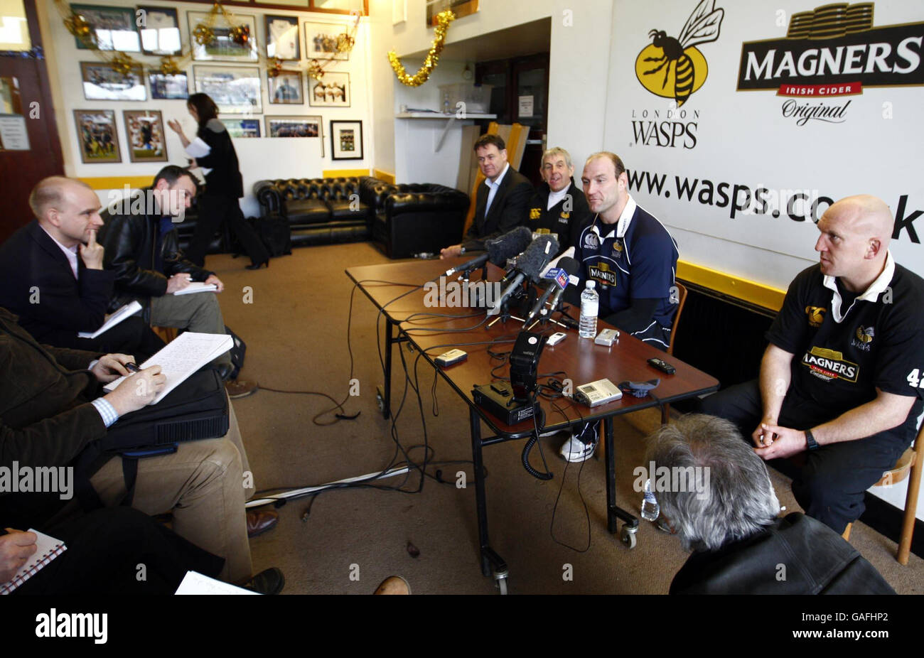 England and Wasps rugby union player Lawrence Dallaglio talks to the ...