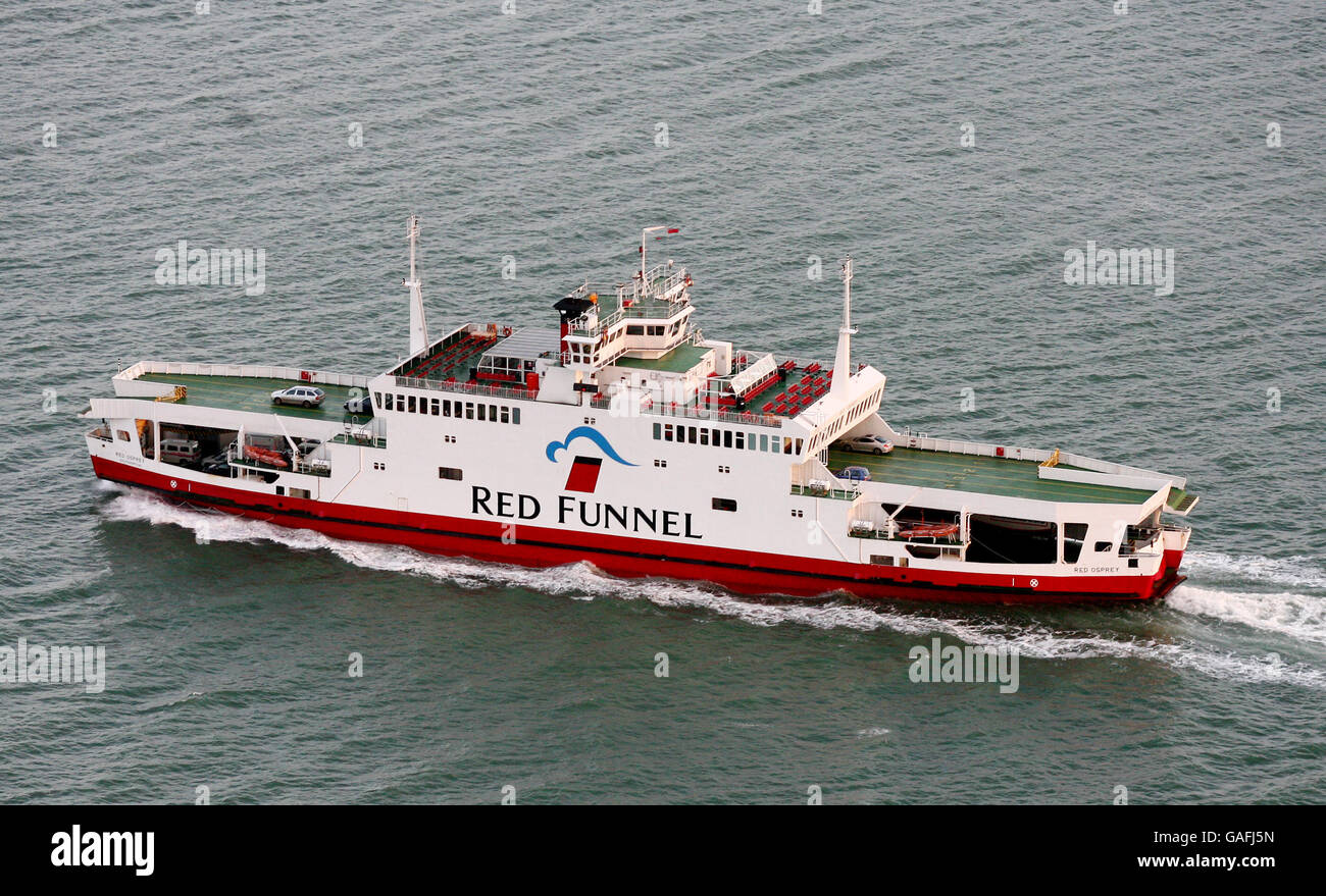 Red Funnel ferry filer. A general view of a Red Funnel ferry plying in ...