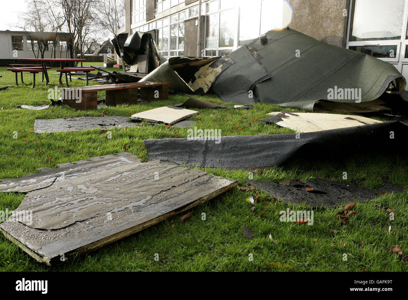The damage at Bridge of Allan primary school in Stirling, after high ...